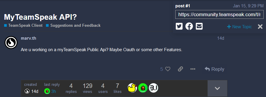 MyTeamSpeak API? - Suggestions and Feedback - TeamSpeak