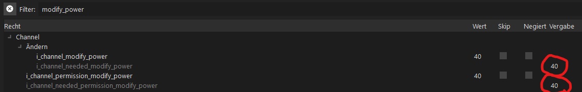 Channel permission modify power - Permissions - TeamSpeak